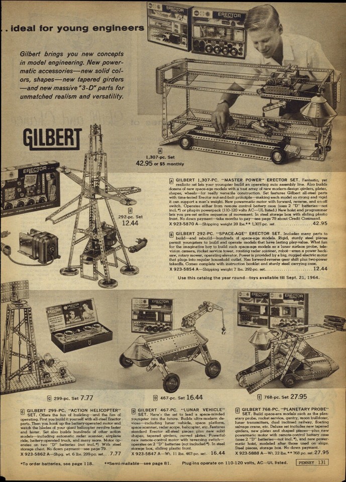 1963 PAPER AD 2 PG Kenner's Toy Building Set Sky Rail Gilbert Erector ...