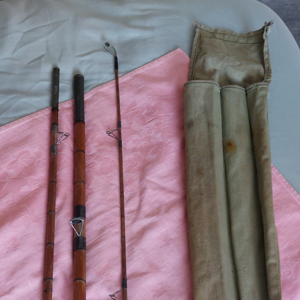 Vintage 3 Piece 10 & A Half Foot Wooden Hexagonal Coarse Rod | eBay UK