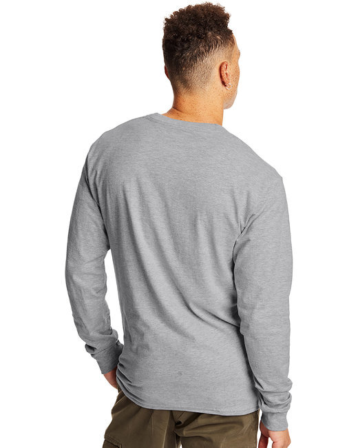 Hanes 5186 Unisex Cotton/Polyester Long Sleeve Tee Crew Neck Beefy-T T ...