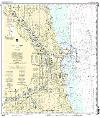 NOAA Chicago Harbor Lake Michigan Nautical Chart 14928 Marine Map | eBay