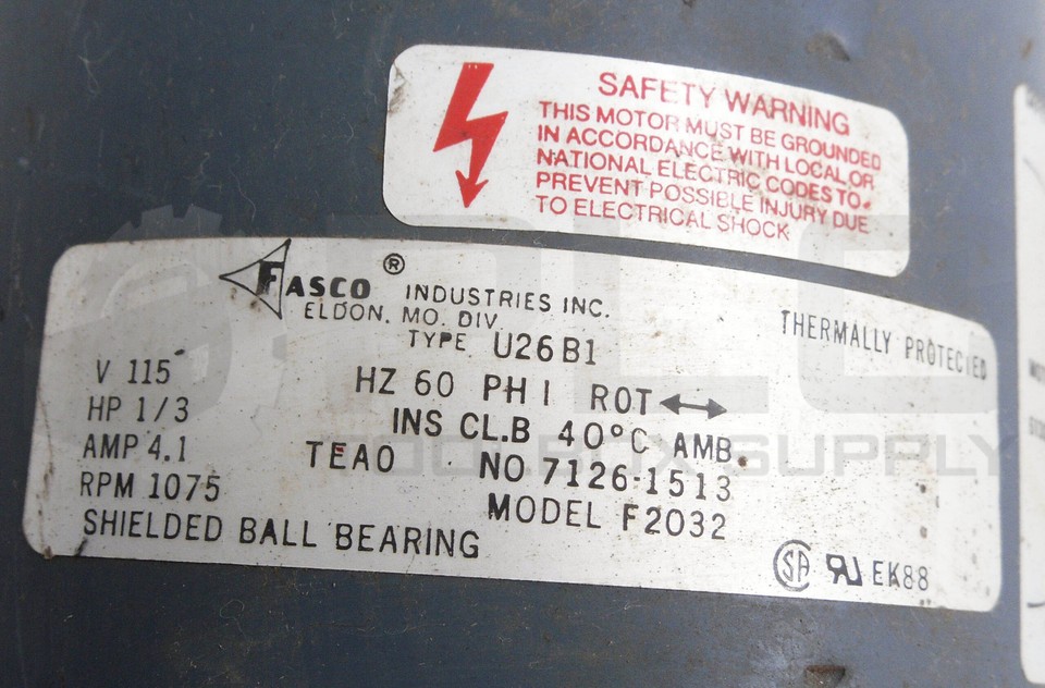 FASCO U26B1 MOTOR 1/3HP 1075RPM 115V 60HZ 4.1A F2032 | eBay