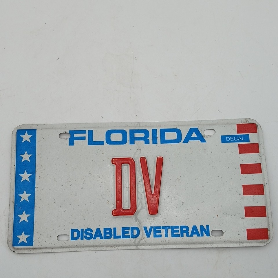 Florida DISABLED VETERAN License Plate DV Expired Car Tag Collect Man ...