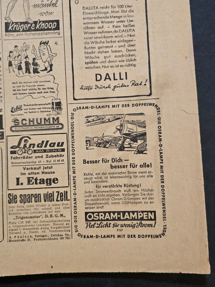 1942 Der Neue Tag Cologne WW2 German Newspaper Roosevelt Grant U-Boat ...