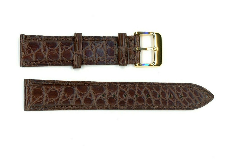 GENUINE ALLIGATOR STRAP DARK LIGHT & MAHOGANY BROWN 18mm 19mm 20mm ...