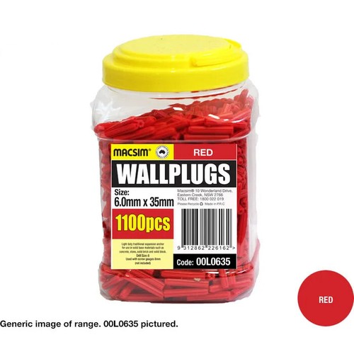 RED Wall Plugs 6mm X 35mm - Jar of 1100 | eBay