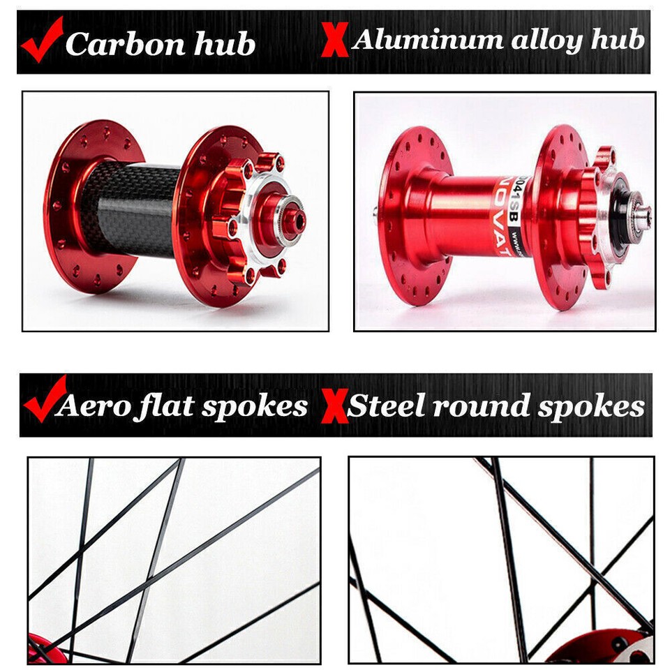 Mountain Bike Front Wheel 26 inch Carbon Hub Disc Brake MTB Clincher ...