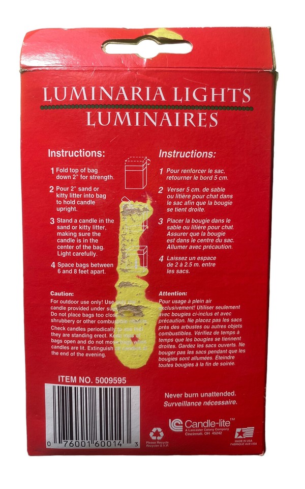 Candle Lite Luminaria Lights Luminaries Christmas Yard Decor Vtg 6 Bags ...
