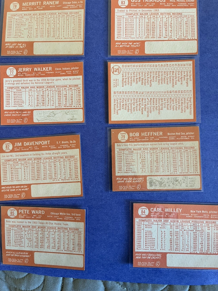 1964 Topps Baseball Cards Lot of 8 Cards EX-MT | eBay