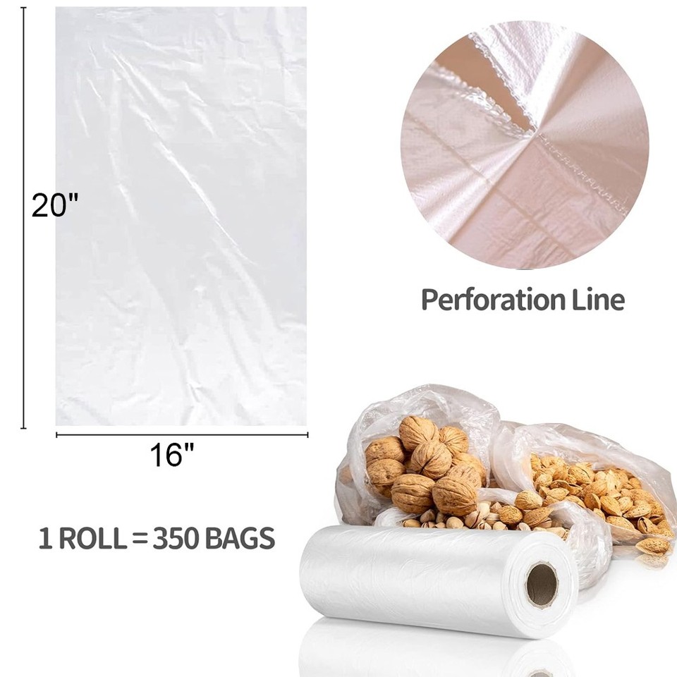 350/Bag 12x16 16x20 Plastic Produce Clear Bags On Roll Kitchen Fruits ...