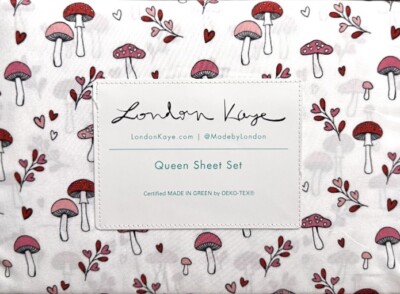 London Kaye QUEEN Sheet Set - QUEEN Sheets White With Pink & Red ...
