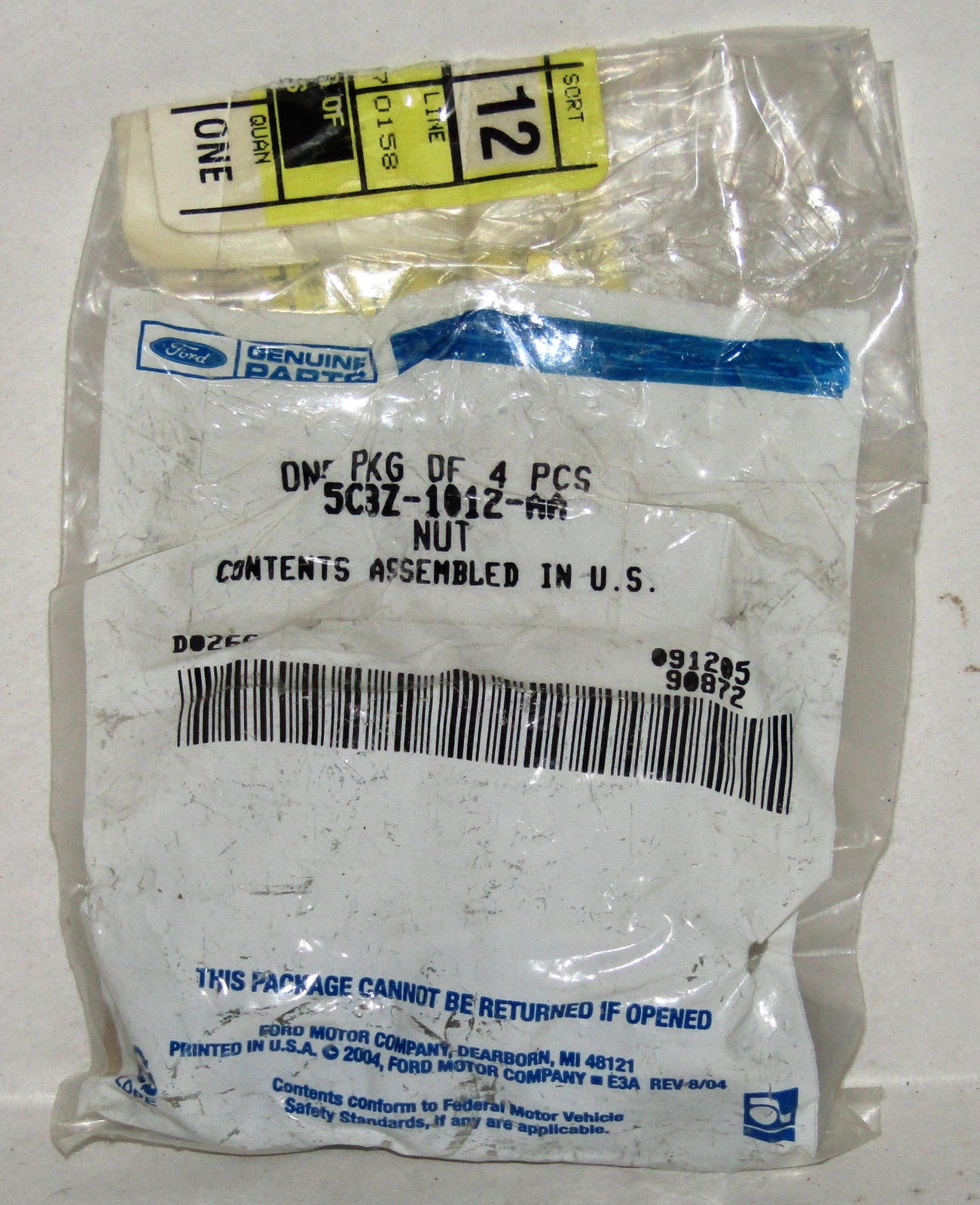 NEW FORD MOTOR COMPANY SERVICE PARTS NUT LOT OF 3 OEM PART NO. 5C3Z ...