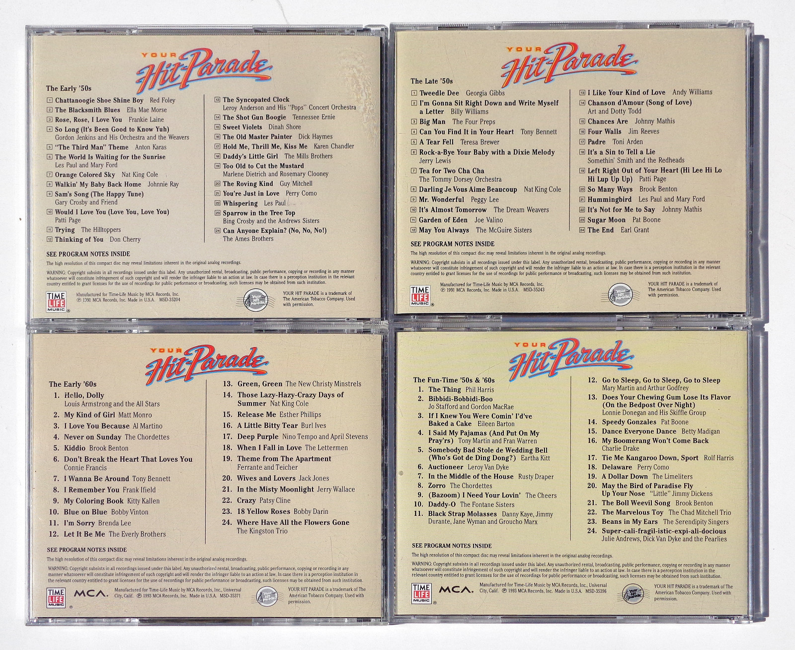 TIME LIFE YOUR HIT PARADE 28 CD LOT 1940-1959 THE LATE 40S 50S EARLY ...