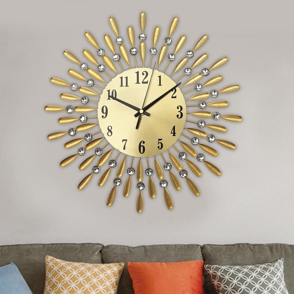 38cm Diamante Beaded Crystals Quartz Jeweled Wall Clock Home Decor ...