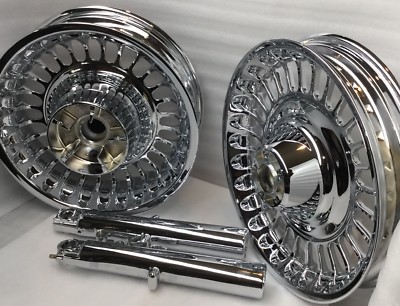HARLEY 2009 -19 TOURING STREET GLIDE 28 SPOKE CHROME WHEELS MAG RIMS ...