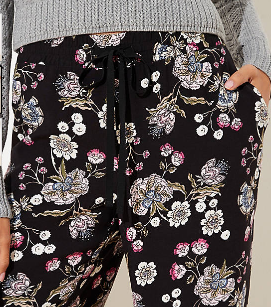 Loft Floral Fluid Drawstring Womens Pants w/ Pockets Small, Large ...
