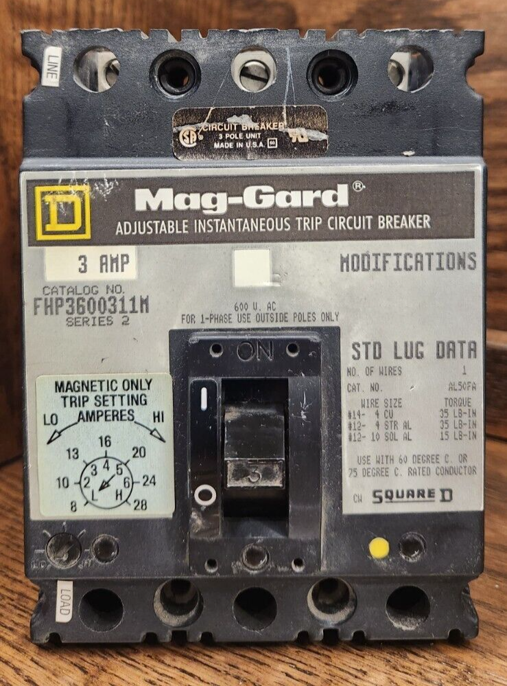 Mag-Gard Square D FHP3600311M Motor Circuit Breaker 3 Amp 600 Volt ...