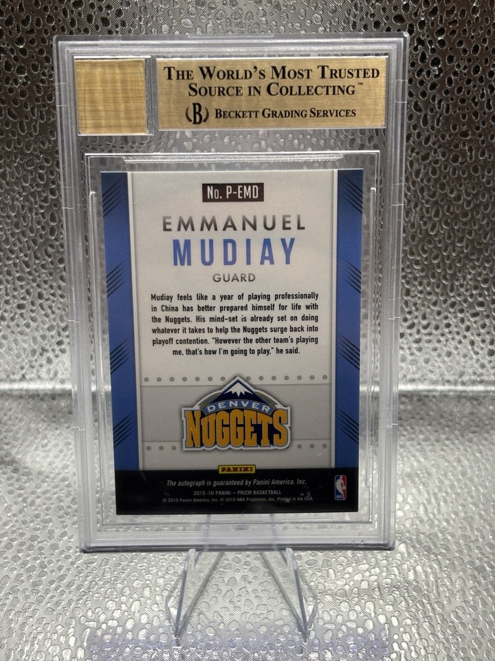 2015 Panini Signature Emmanuel Mudiay Rookie Auto RC BGS 9.5 GEM MINT 🔥 ...