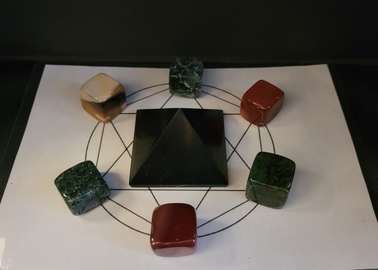 Grounding & Emotional Support Crystal Grid - Shungite Pyramid and Cubes ...