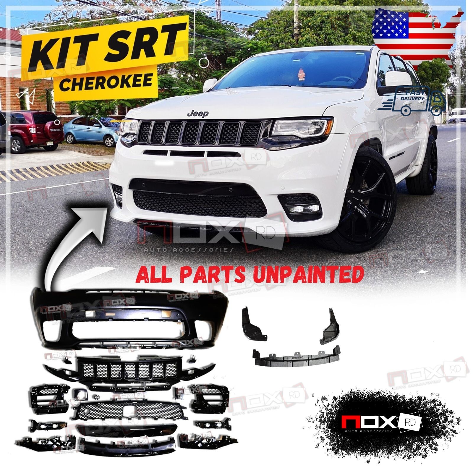 For 2014-2016 Jeep Grand Cherokee SRT Front Bumper Kit SRT 17-21 ...
