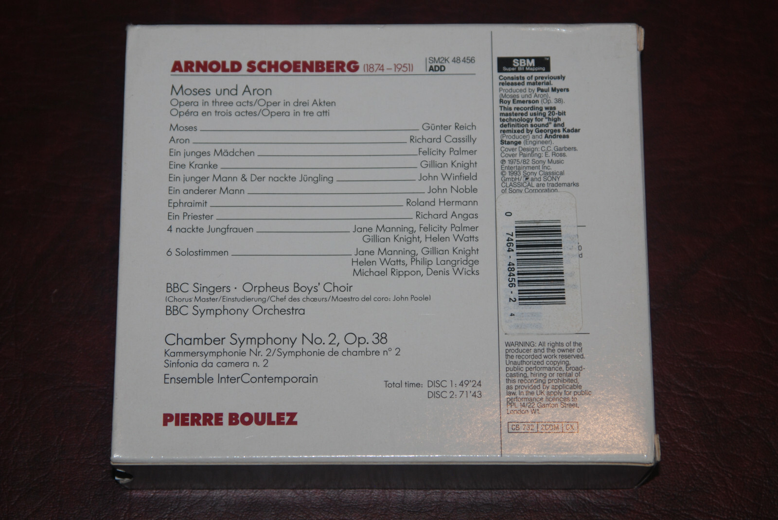 Arnold Schoenberg - Moses und Aron opera, Pierre Boulez Sony Classical ...