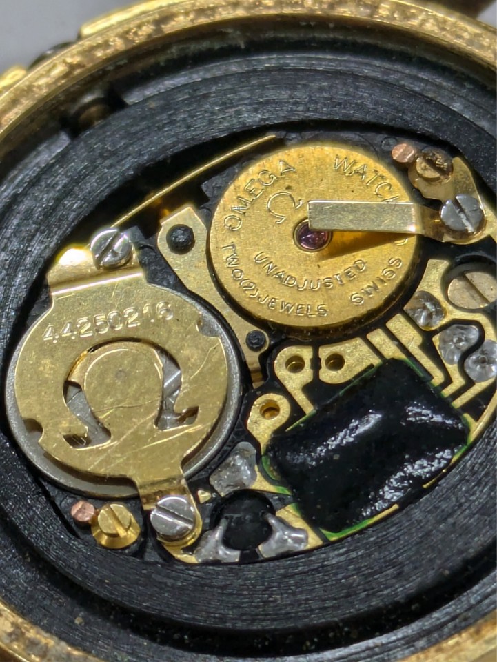 *NEAR MINT* Vintage OMEGA Seamaster Cal.1353 Quartz Push Crown Gold ...