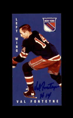 Val Fonteyne Hand Signed 1994 Parkhurst Tall Boys New York Rangers ...