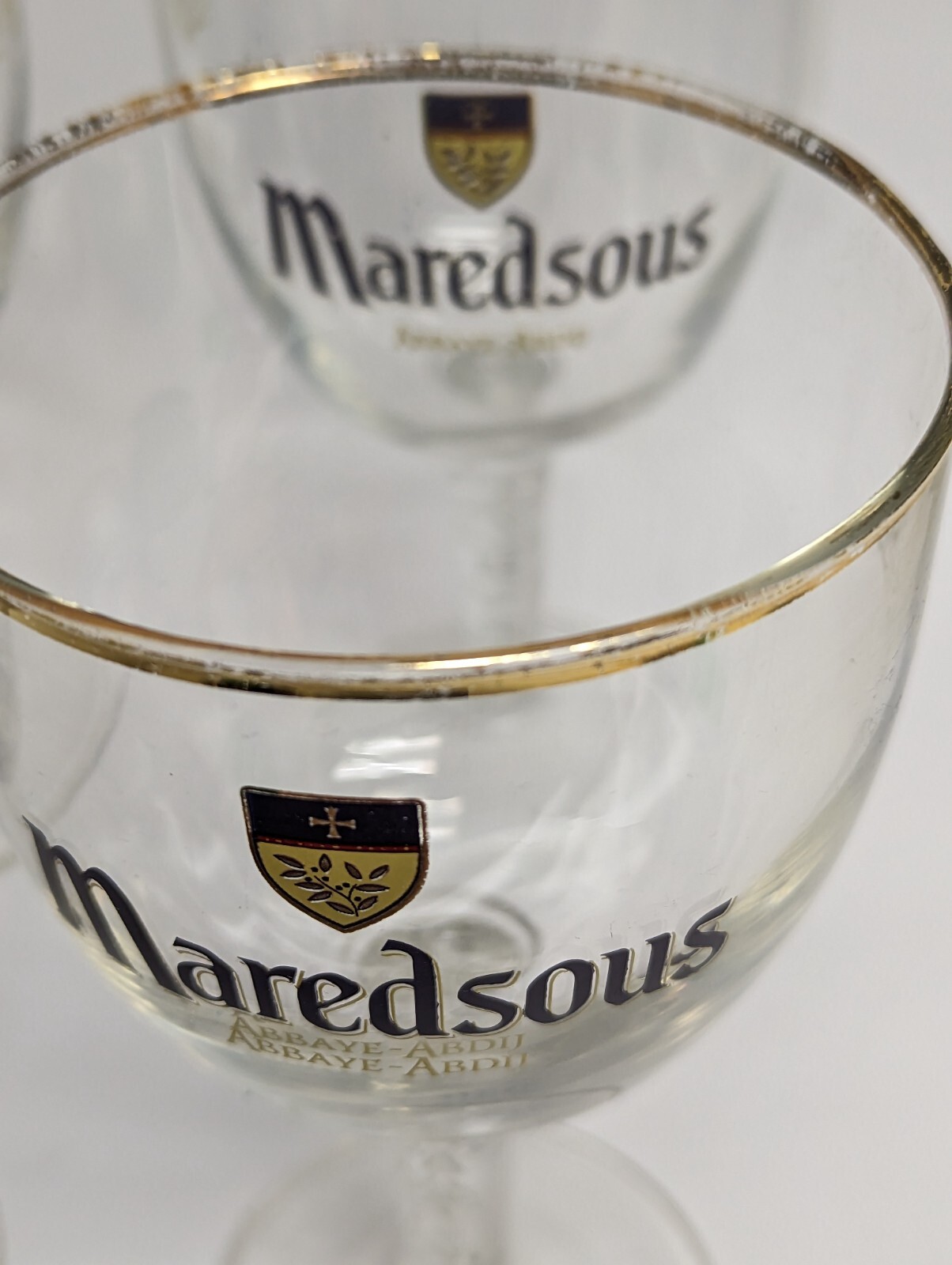 Maredsous Abbaye Abdij Belgium Beer Glass Chalice, Gold Rim 0,33L - Set ...