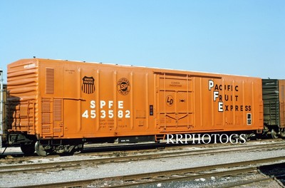 RR PRINT PACIFIC FRUIT EXPRESS SPFE SP UP 57' MECH REEFER CAR #453582 ...