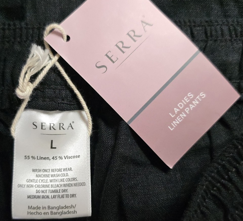 Women's NWT Aldi's Serra Linen Blend Pull On Pants w/ Pockets Black ...