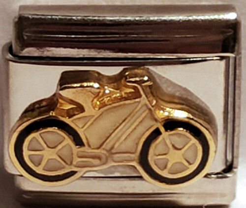 Bicycle Gold on White 9mm Italian Stainless Steel Charm by BlinQ | eBay