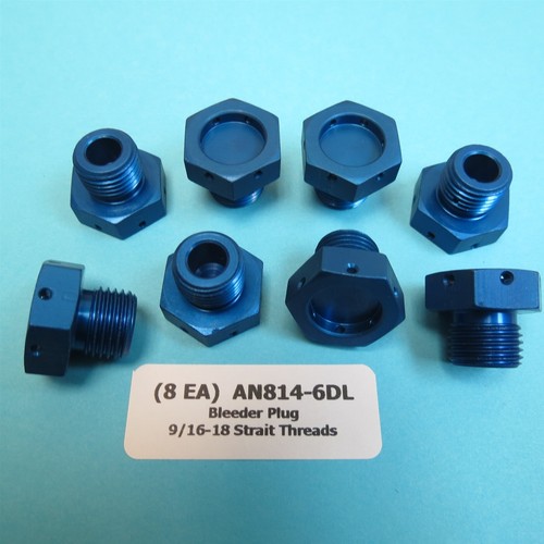 8 ea. NEW AN814-6DL Plug Bleeder Screw 9/16”-18 Strait Thread Aluminum ...