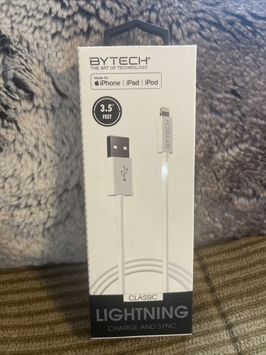 Bytech Lightning Charge and Sync Cable, 3.5 ft., White Brand New ...