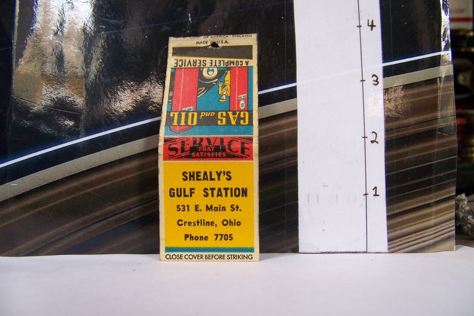 Vintage Matchbook Cover P1 Crestline Ohio Shealy's Gulf Station Gas Oil ...