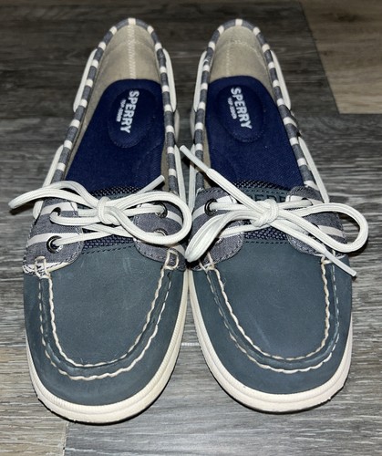 Women’s Sperry Top-Sider Size 6 Laguna Navy Blue With White Striped ...