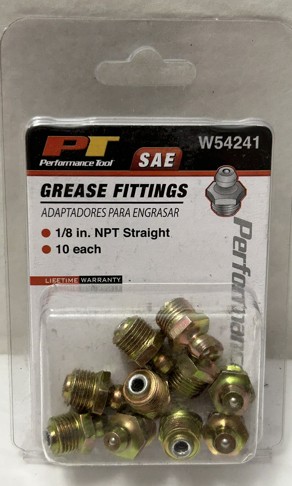 "Performance Tool Grease Fittings 1/8"" NPT Straight 10-PACK #W54241 ...