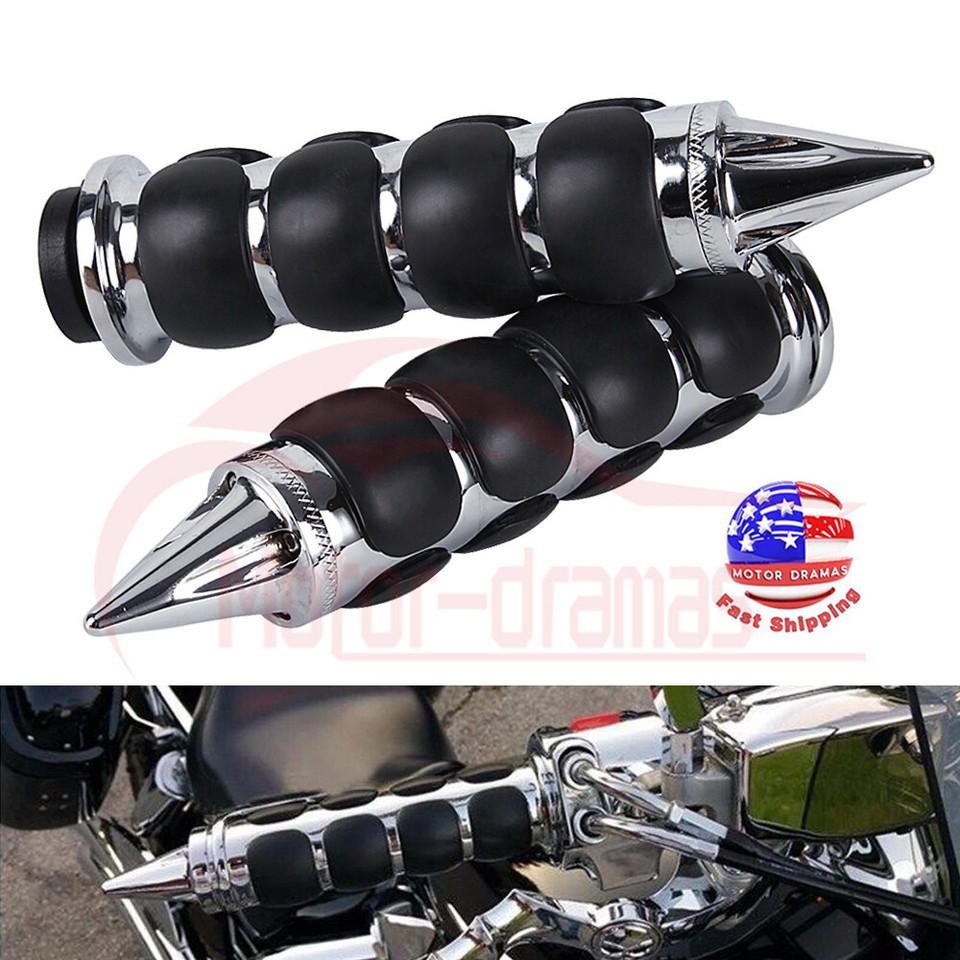 1" Motorcycle Chrome Black Hand Grips Handlebar for Harley Yamaha Honda ...