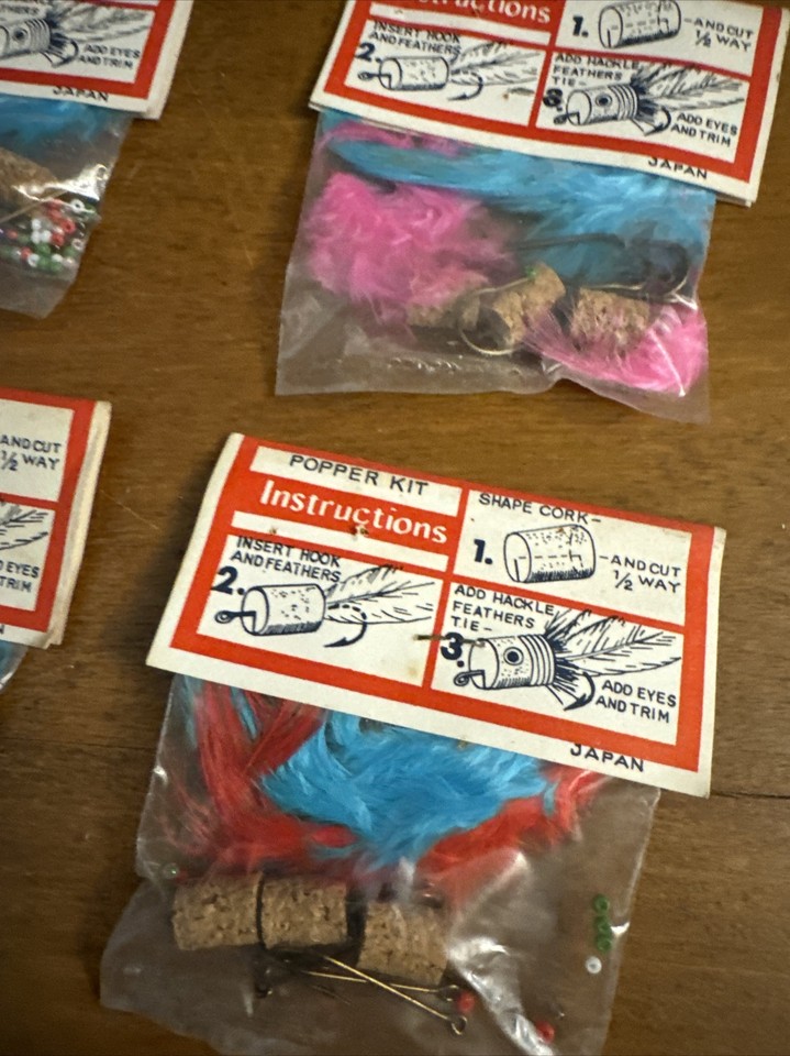 8 Vintage Popper Kits , 28 Piece Fly Fishing Kit - Make Your Own Flies ...