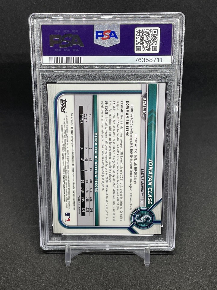 🔥🔥2022 Bowman Chrome JONATHAN CLASE Autograph Mojo BCMA-JC PSA 9 Mint 🔥 ...