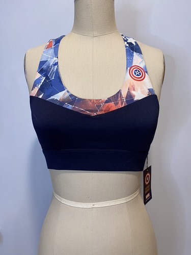 Her Universe Marvel Captain America Sports Bra Shield Geometric Print ...