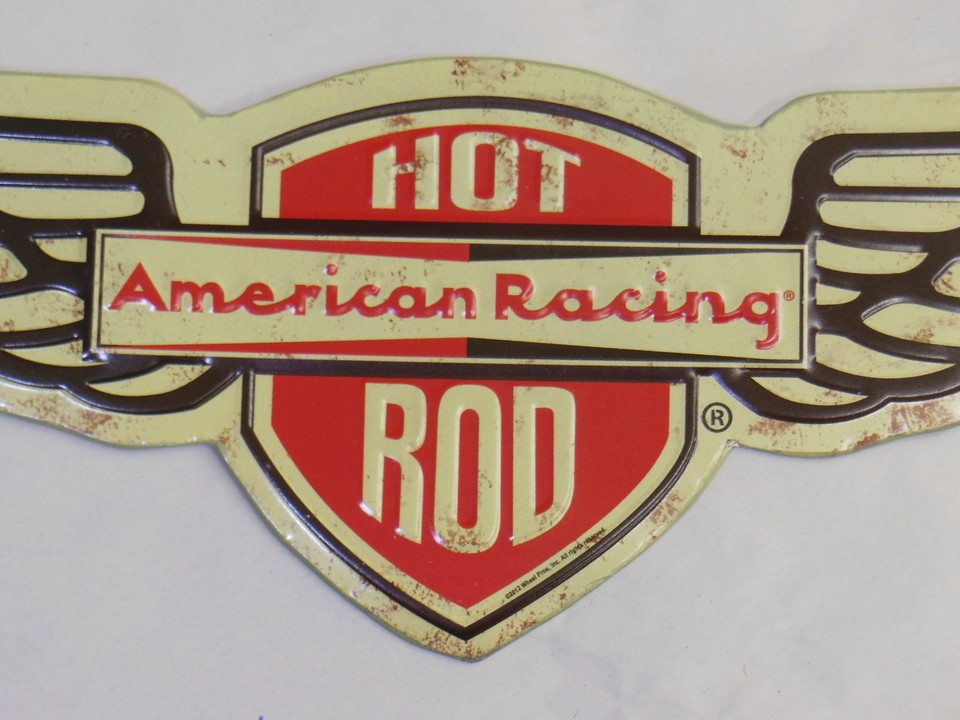 HOT ROD - American Racing - Metal Tin WING SIGN - 21" x 7 1/2" - man ...