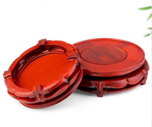 15cm Rosewood Pedestal Wood Circular Rotatable Base Display Stand ...