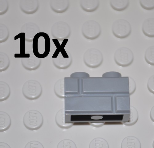 LEGO PARTS 10X LIGHT BLUISH GREY PROFILE BRICKS 1X2 STUDS/MASONRY BLOCK ...