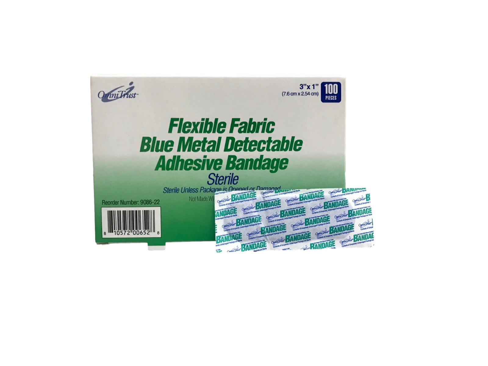Metal Detectable Blue 1" X 3" Adhesive Bandage Strips - 100 Bandages ...