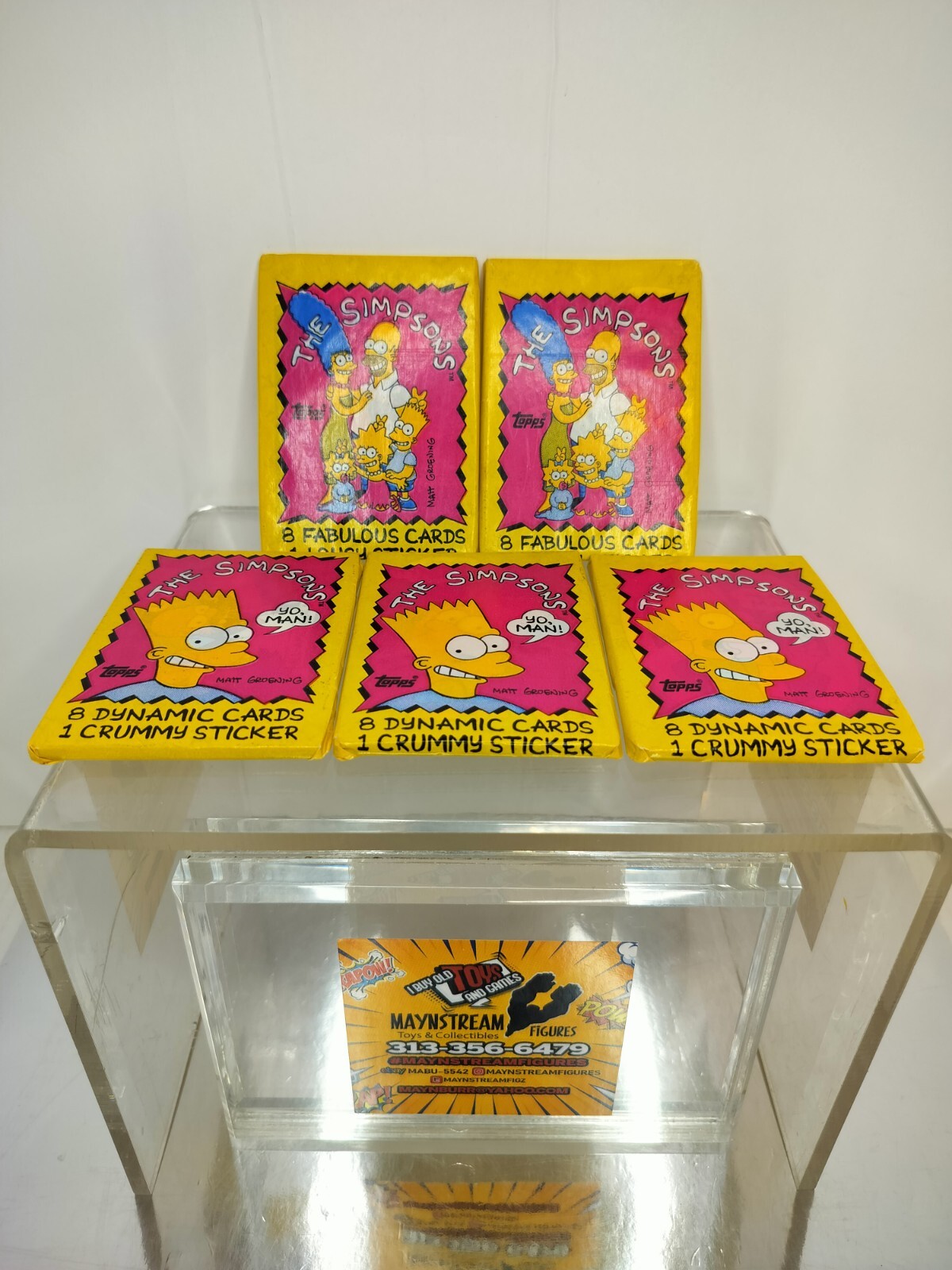 VTG The Simpsons 1990 Topps Trading Cards Five Wax Packs Factory Sealed ...