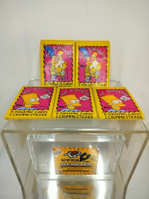 VTG The Simpsons 1990 Topps Trading Cards Five Wax Packs Factory Sealed ...