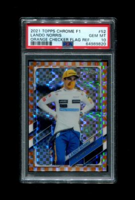 2021 LANDO NORRIS TOPPS CHROME F1 ORANGE CHECKER FLAG REFRECTOR /25 PSA 10 | eBay