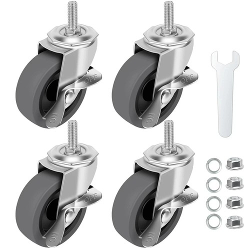 3 Inch Caster Wheels Threaded Stem Casters Set of 4 Heavy Duty Swivel ...