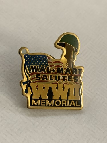 Walmart Salutes WW2 Memorial Enamel Lapel Pin American Flag Military ...