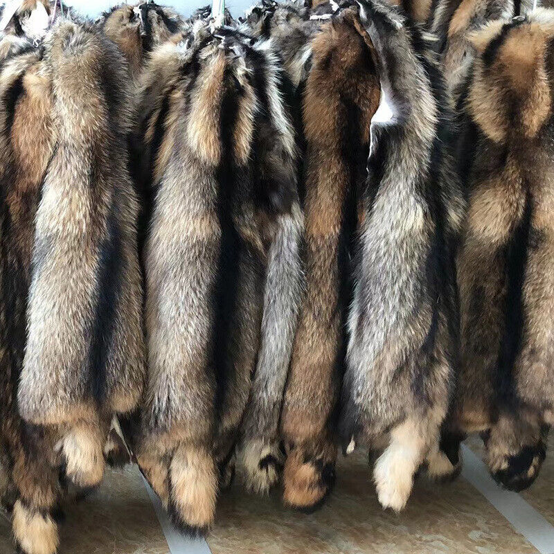 Heavy Fluffy Fur Hides Real Raccoon Pelts Leather for DIY Craft ...