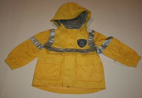 New Carter's Boys 2T Raincoat Jacket Yellow Police Themed Hooded Coat ...